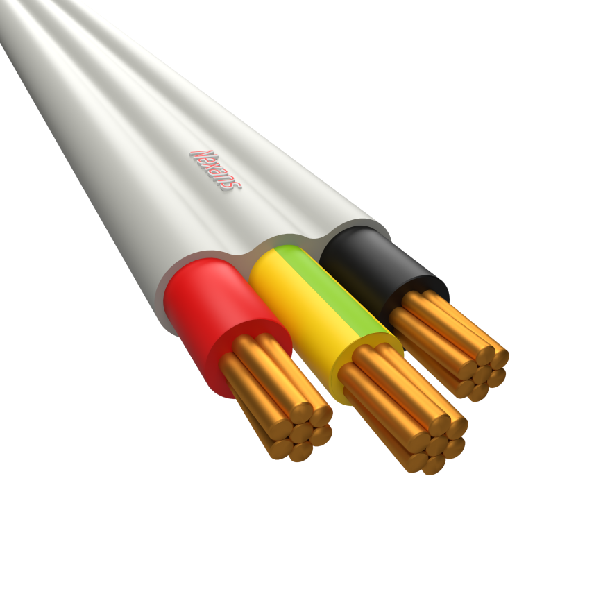 2X2.5mm2 + E PVC Flat Red Black Cores with White Sheath 100M - Brian ...